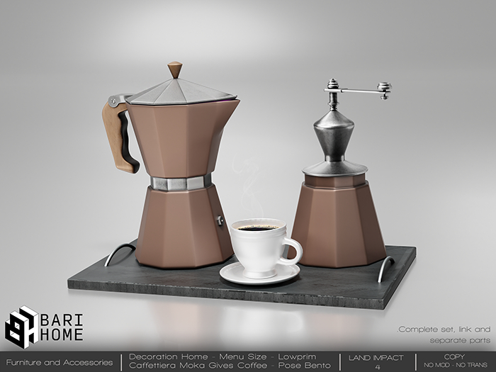 Second Life Marketplace - [BARI HOME] Blaithin Caffettiera Moka - Brown